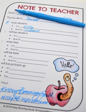 Never Forget a Note with this Printable Fill-In-The-Blank Note to Teacher